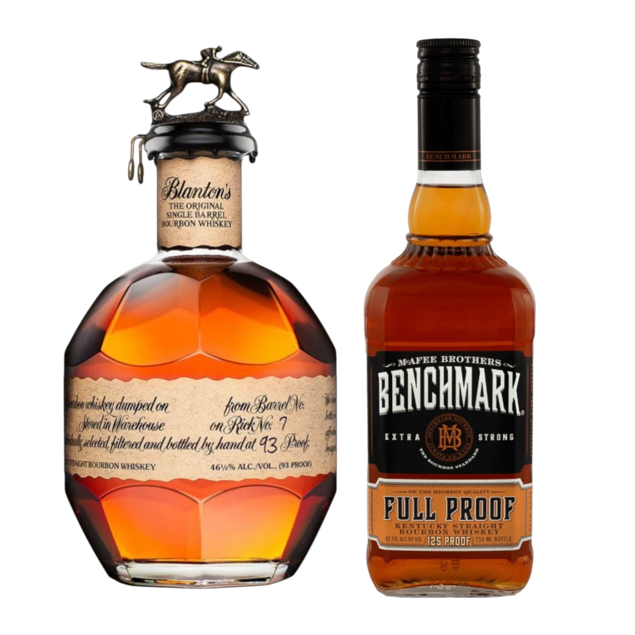 Blanton's Single Barrel Bourbon Whiskey & Benchmark Full Proof Bundle ...